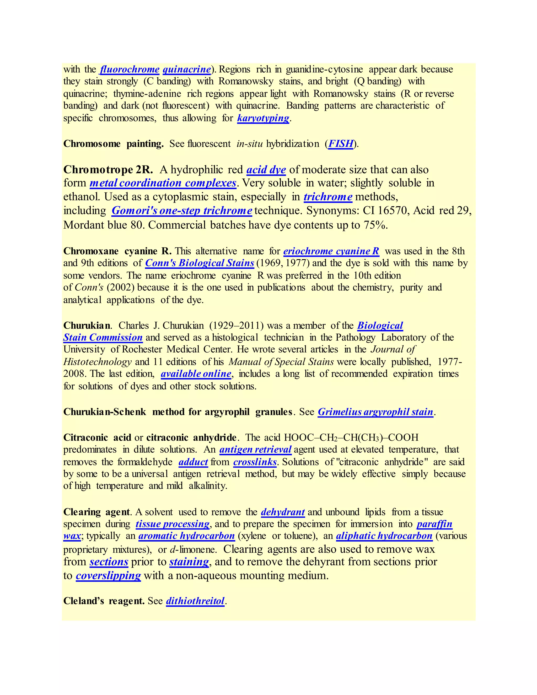Glossary of staining methods, reagents, immunostaining, terminology and ...