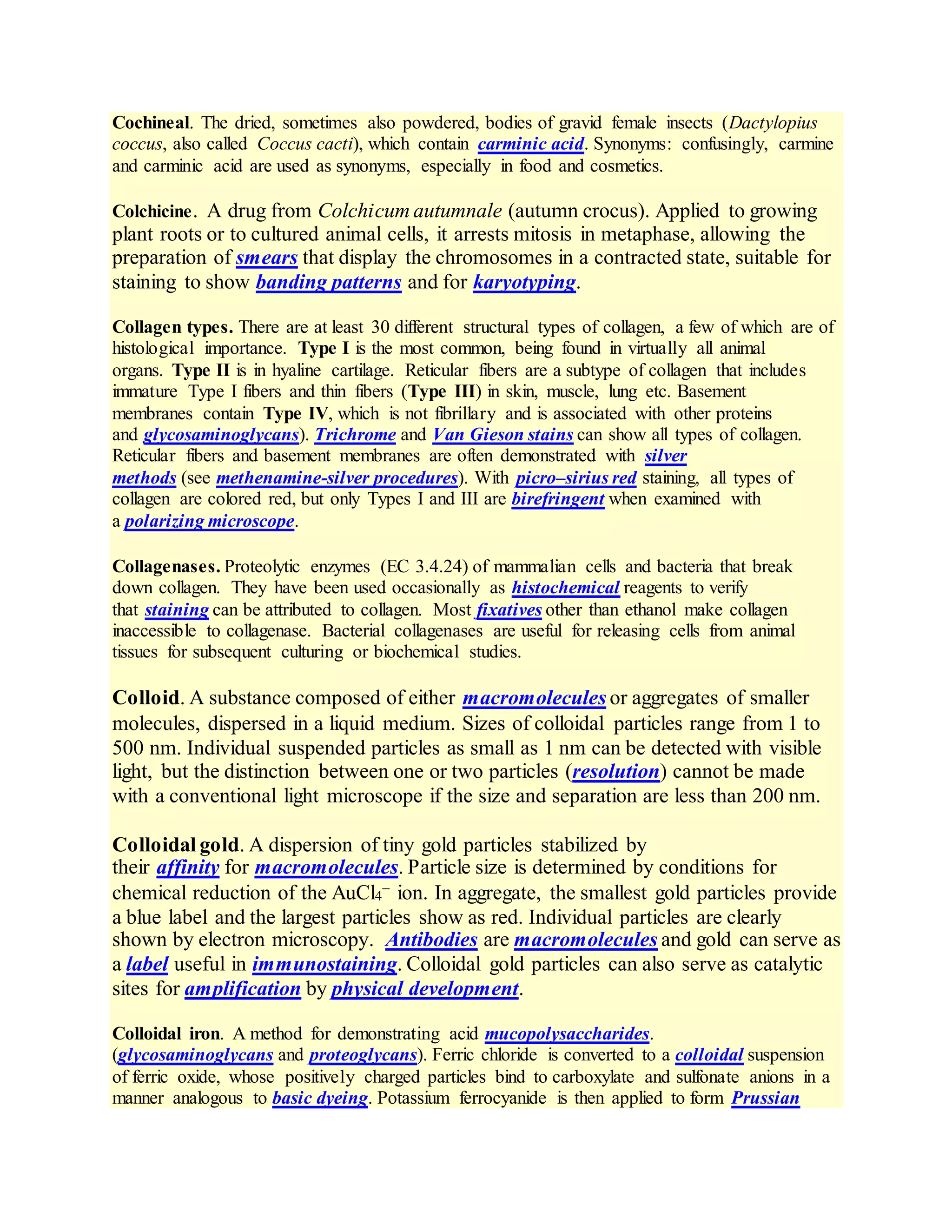 Glossary of staining methods, reagents, immunostaining, terminology and ...