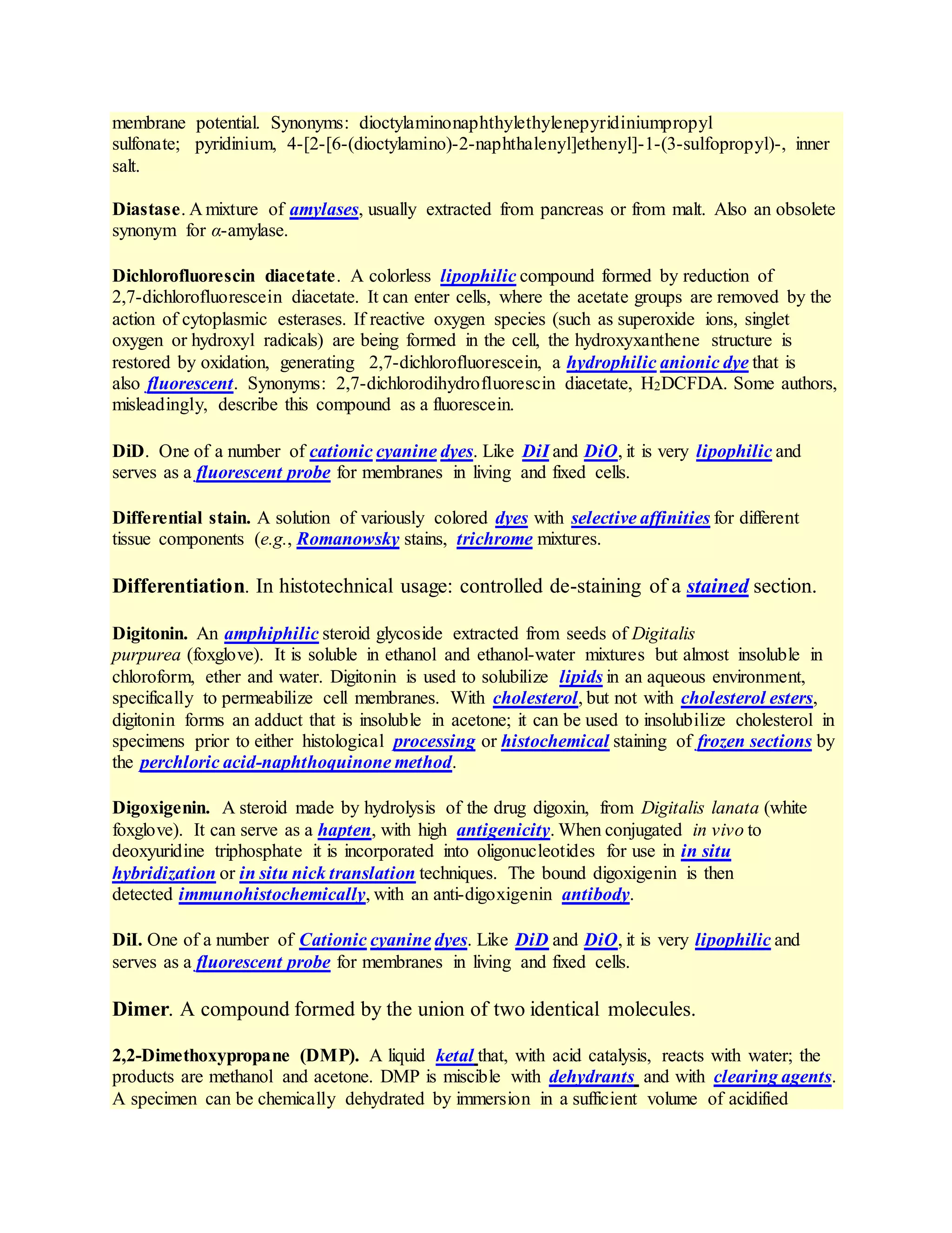 Glossary of staining methods, reagents, immunostaining, terminology and ...