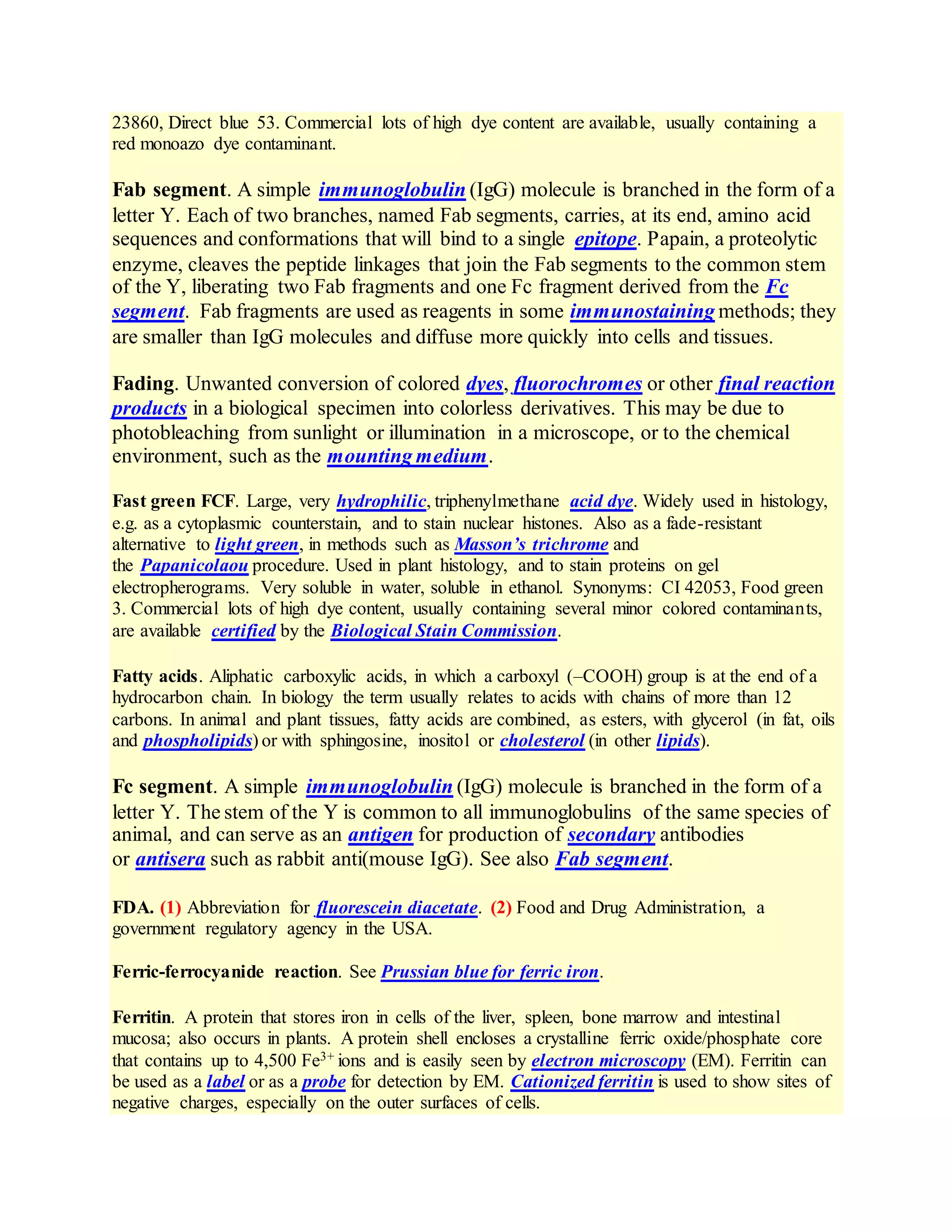 Glossary of staining methods, reagents, immunostaining, terminology and ...