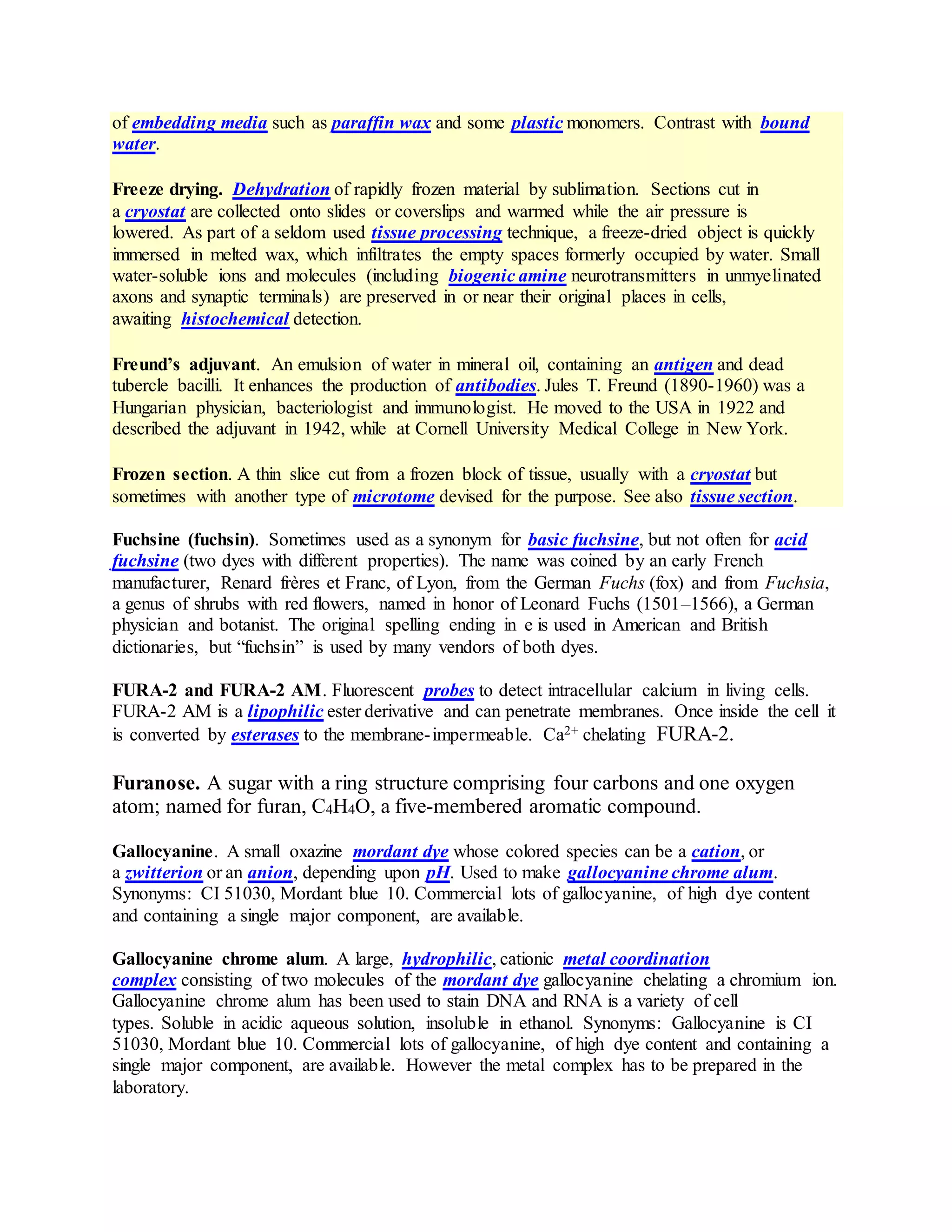 Glossary of staining methods, reagents, immunostaining, terminology and ...