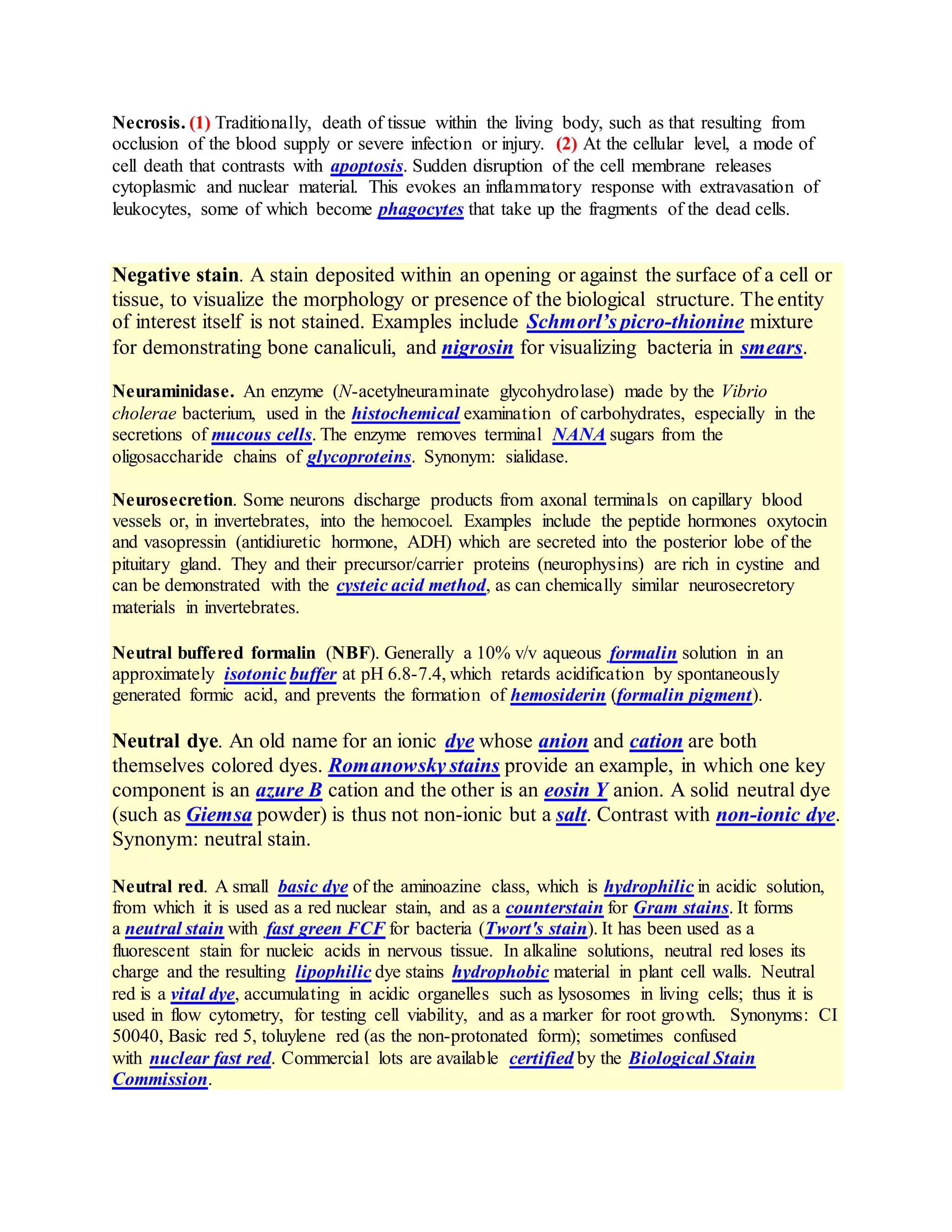 Glossary of staining methods, reagents, immunostaining, terminology and ...