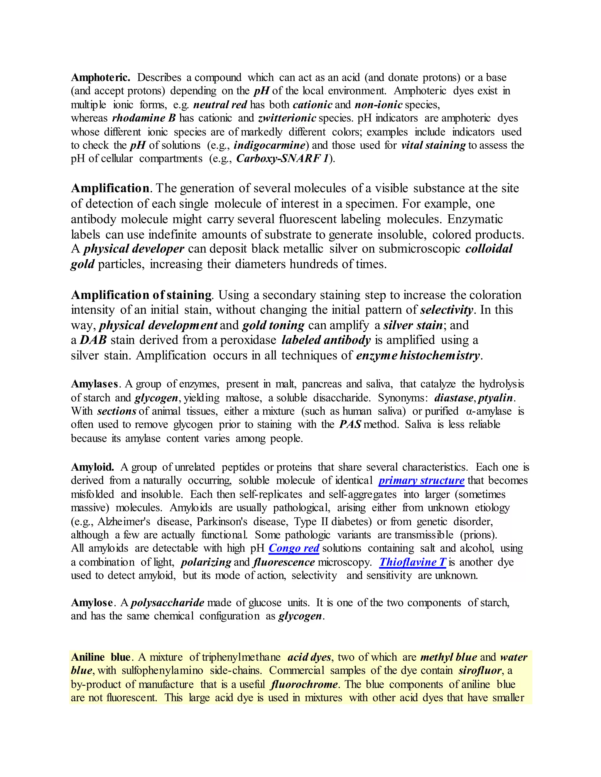 Glossary of staining methods, reagents, immunostaining, terminology and ...