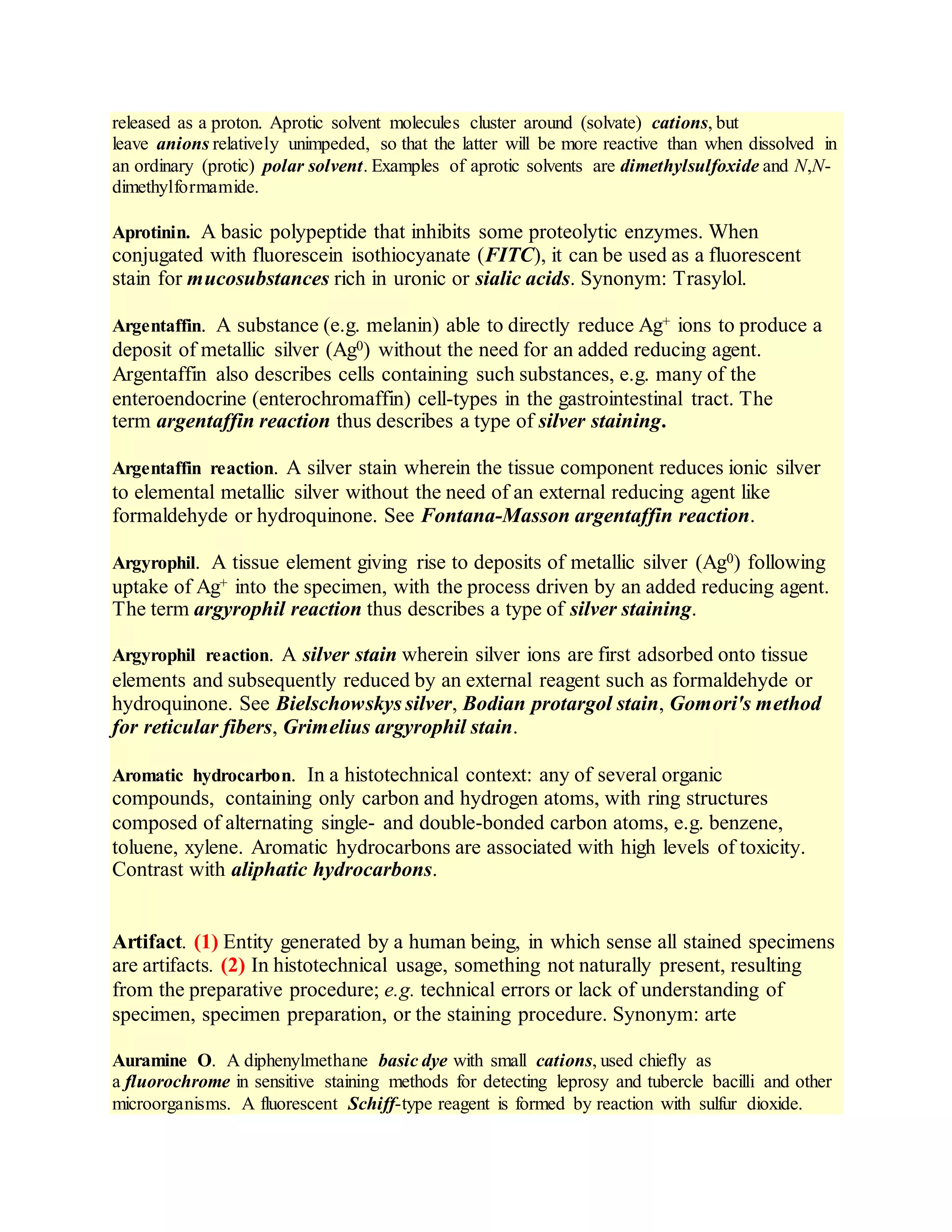 Glossary of staining methods, reagents, immunostaining, terminology and ...