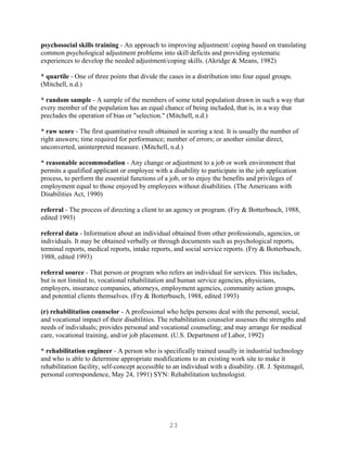 Glossary of terminologies for vocational evaluation | PDF