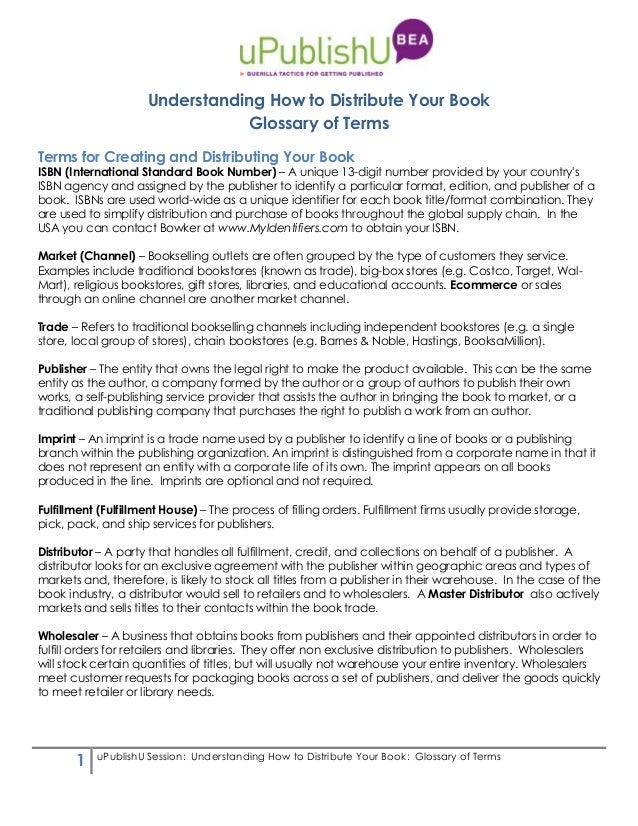 uPublishU 2013 Presentation: Understanding How to Distribute Your Book ...