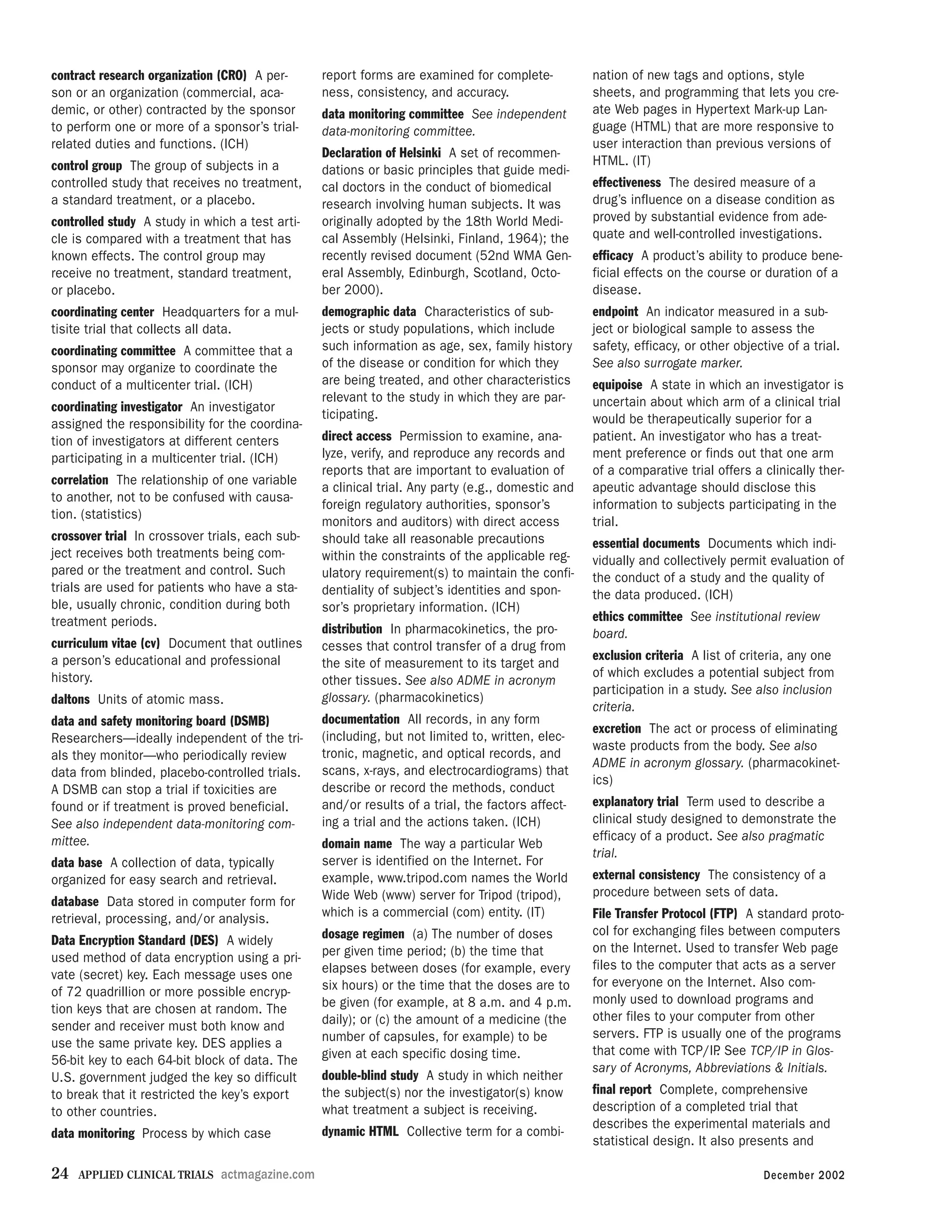 Glossary Of Terms Clinical Research | PDF