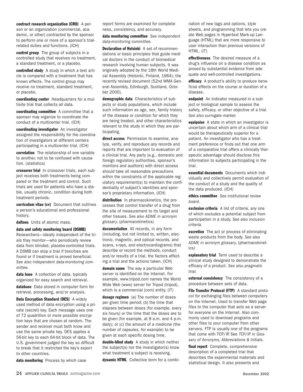 Glossary Of Terms Clinical Research