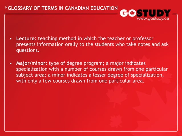 Glossary Of Terms In Canadian Education | PPT