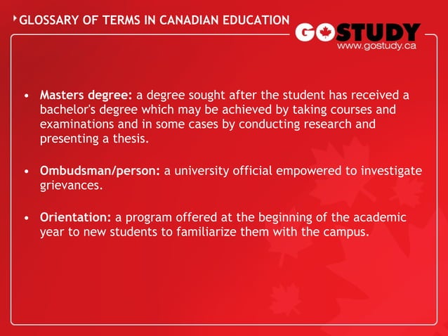 Glossary Of Terms In Canadian Education | PPT