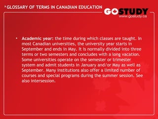 Glossary Of Terms In Canadian Education | PPT