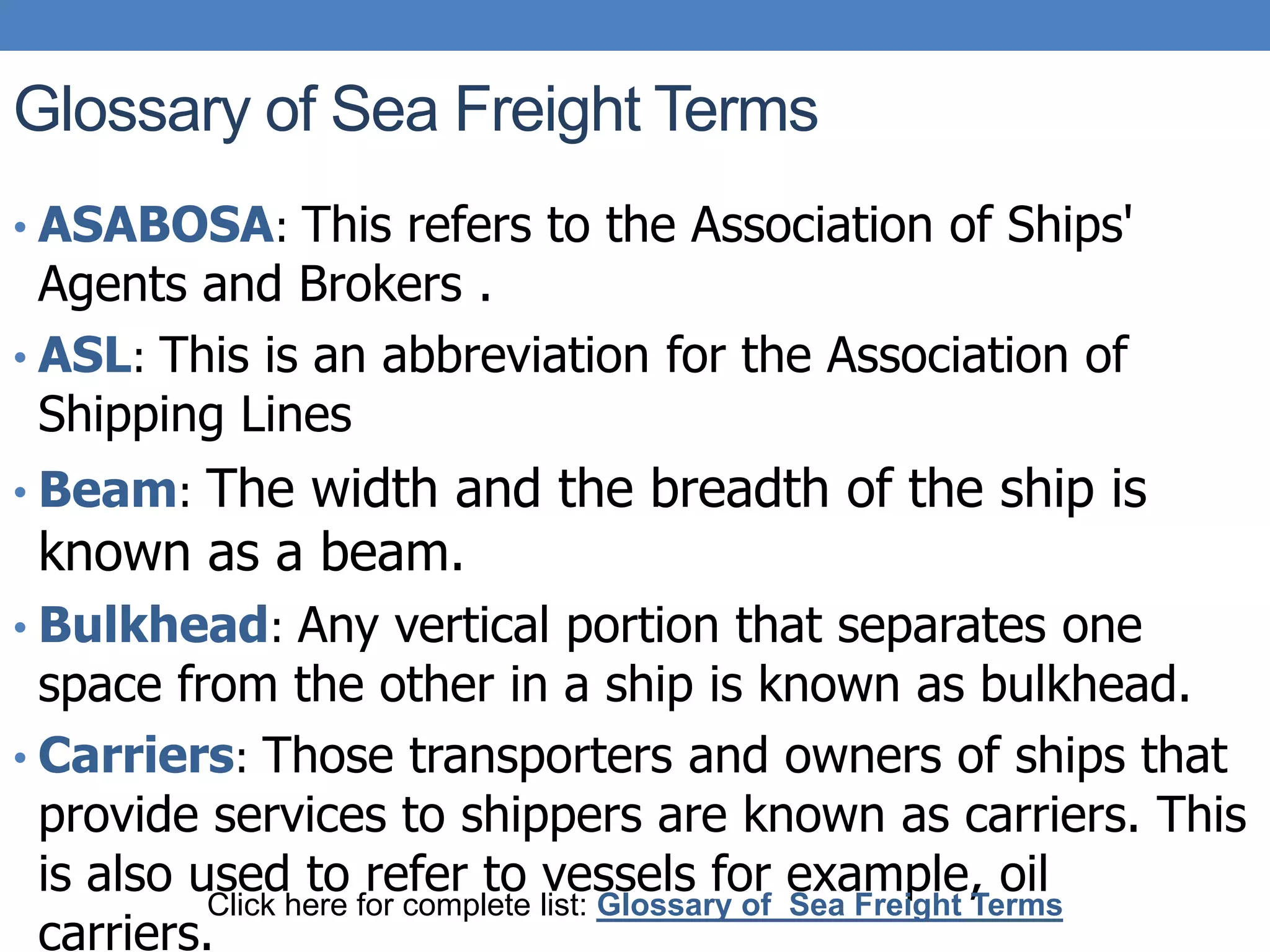 Glossary of Trade & Freight Terms | PPT