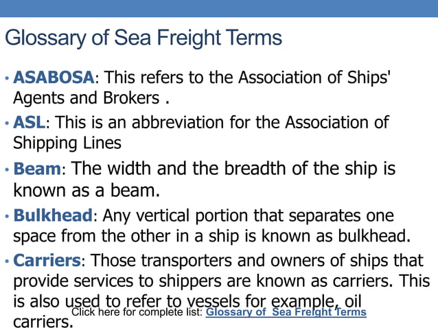 Glossary of Trade & Freight Terms | PPT
