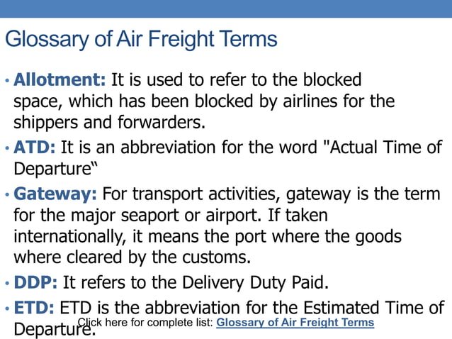 Glossary of Trade & Freight Terms | PPT