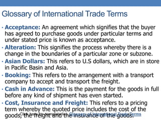 Glossary of Trade & Freight Terms | PPT