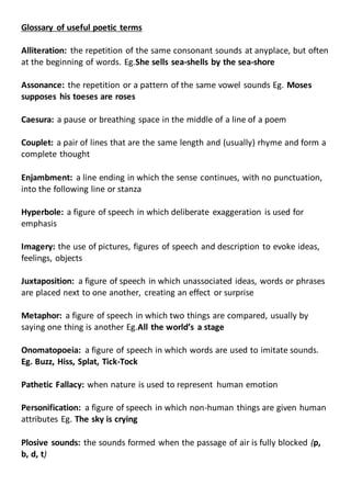 Glossary of useful poetic terms | DOCX