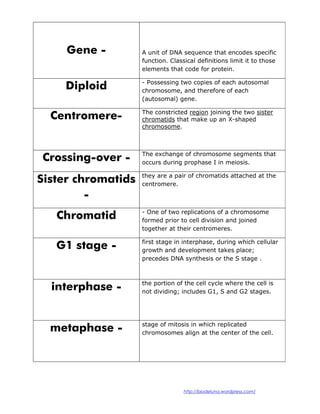 Glossary DNA Cards | PDF