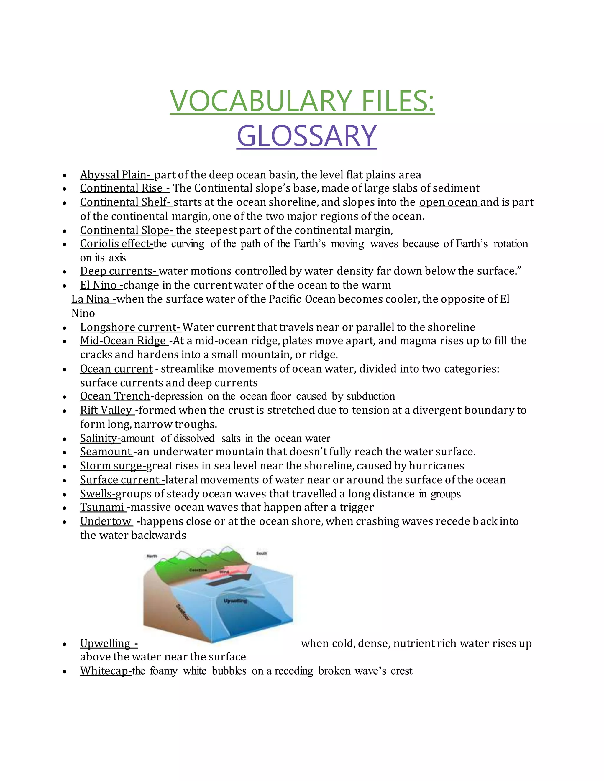 Oceanography/Hydrology Vocabulary | PDF