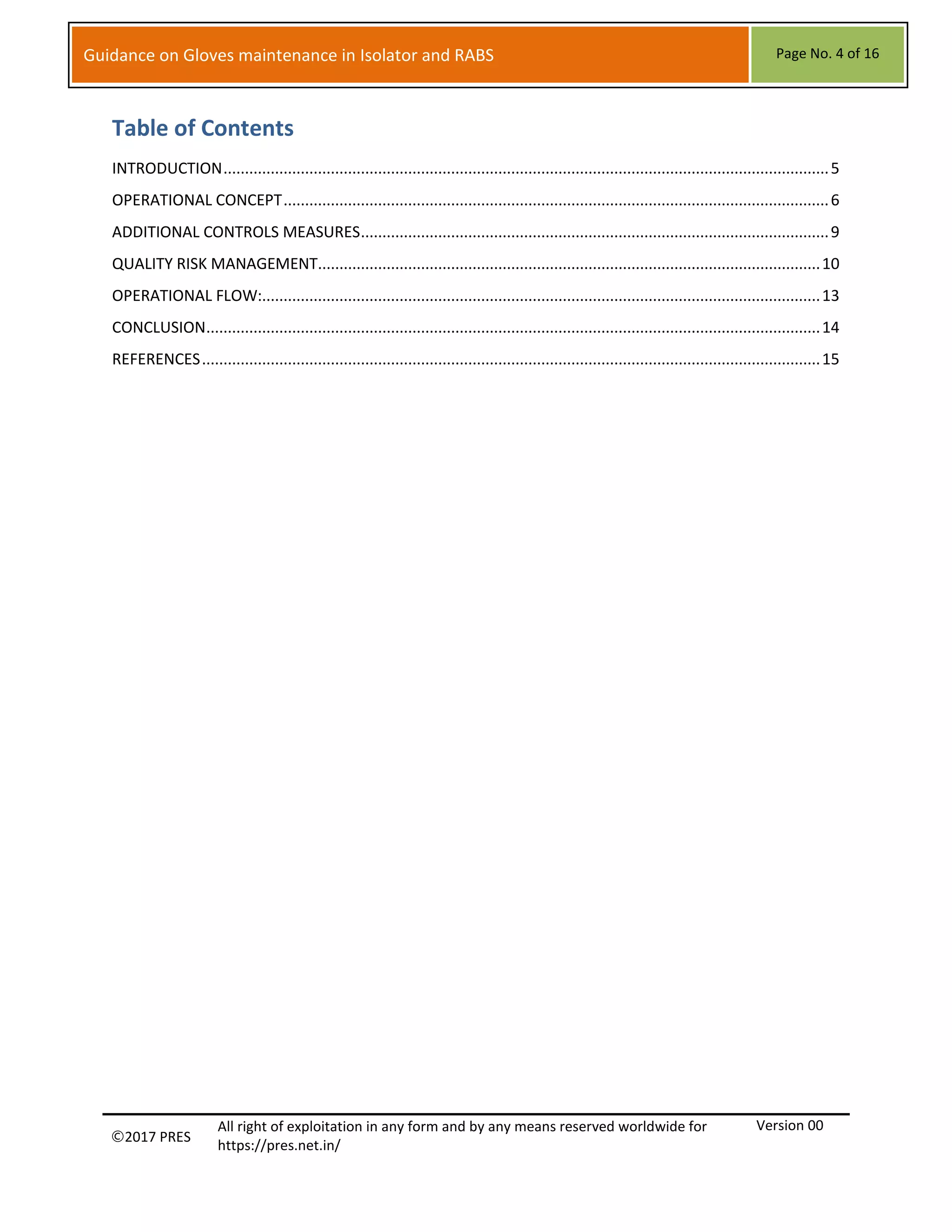 Guidance on gloves maintenance in Isolator and RABS | PDF