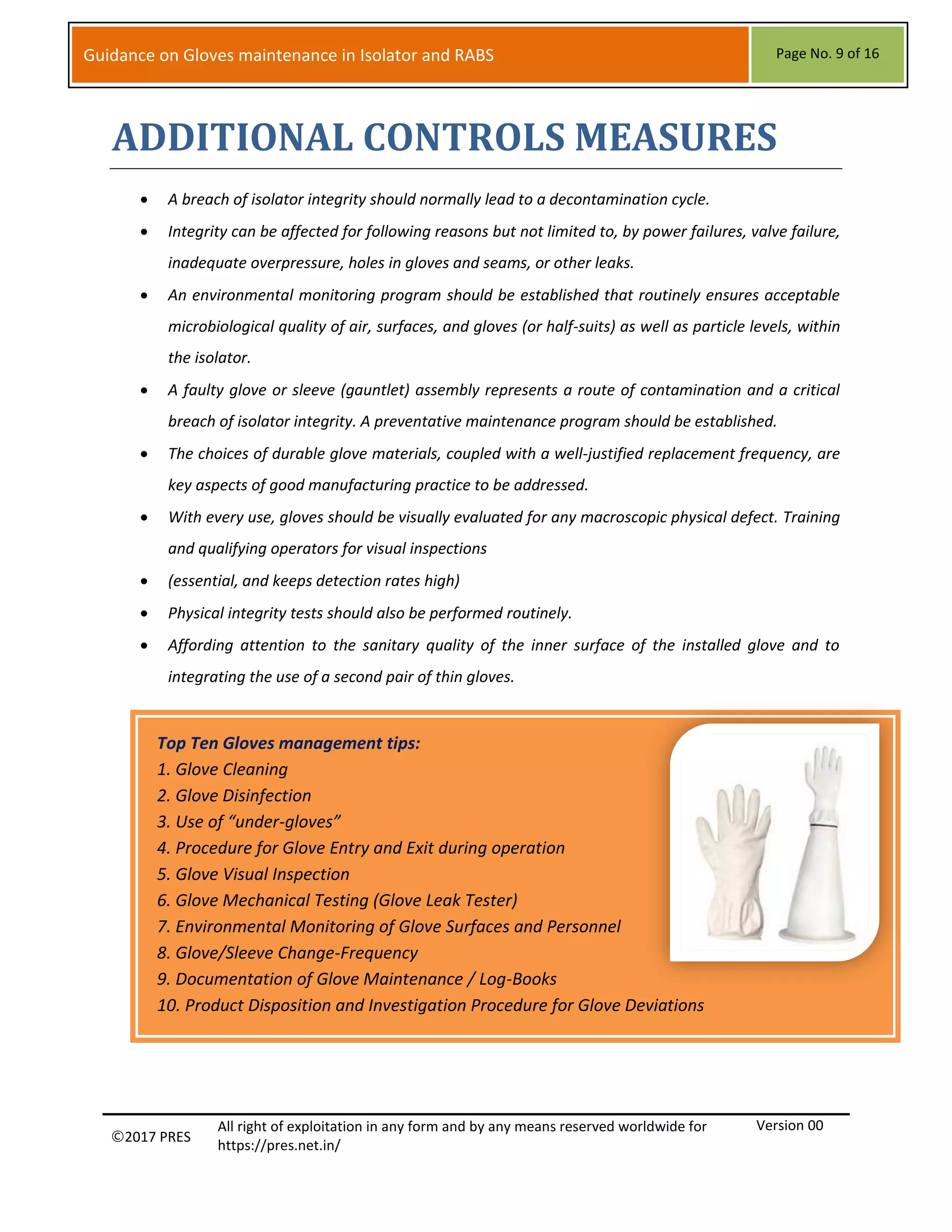 Guidance on gloves maintenance in Isolator and RABS | PDF