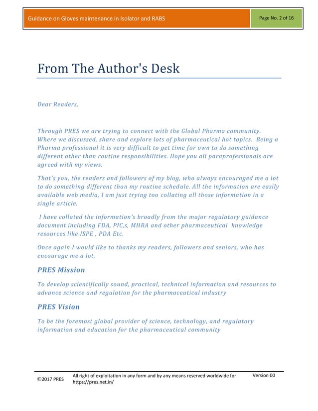 Guidance on gloves maintenance in Isolator and RABS | PDF