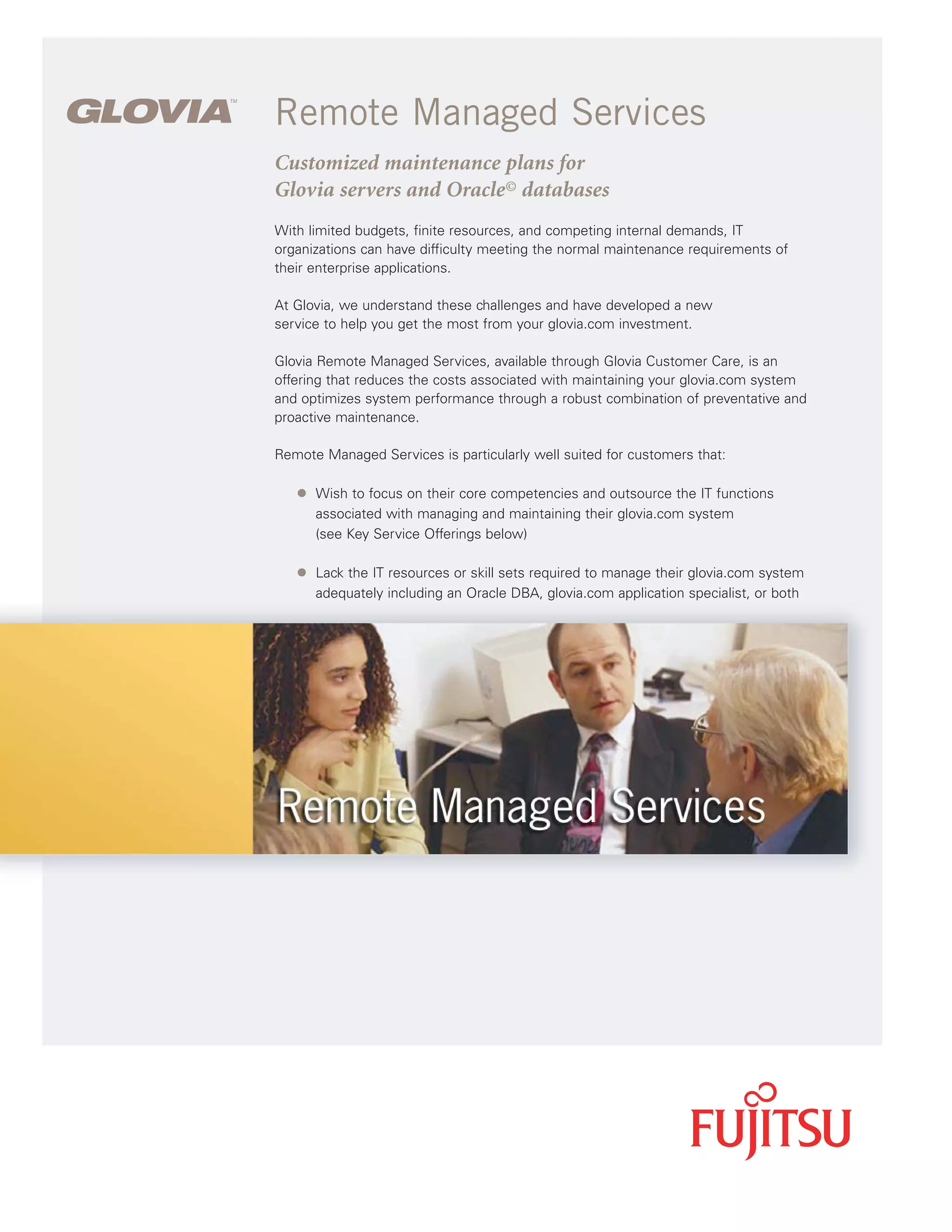 Glovia Remote Managed Services | PDF