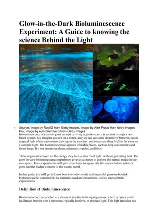 Glow-in-the-Dark Bioluminescence Experiment in 5 Steps | The Lifesciences Magazine | PDF