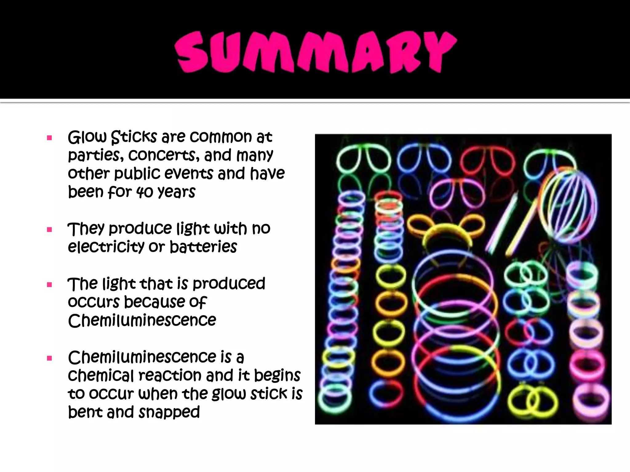 The Chemistry of Glow Sticks | PPTX | Chemistry | Science