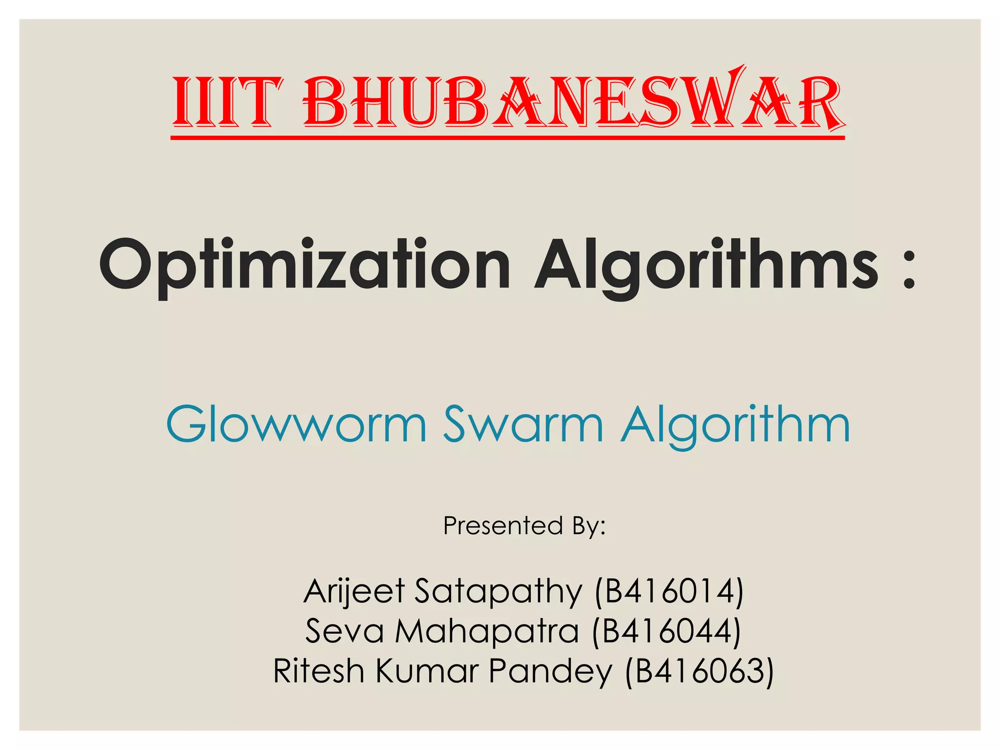 Glowworm Swarm Optimisation PPT | PDF