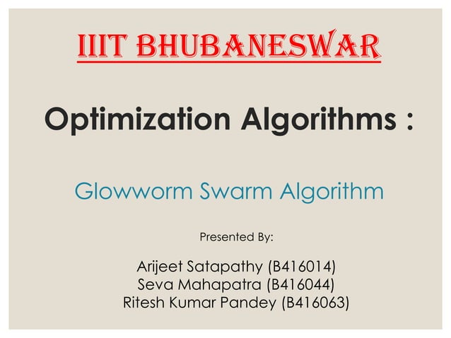 Glowworm Swarm Optimisation PPT | PDF
