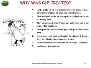 GOOD LABORATORY CONCEPT AND GLP GUIDELINES | PPT