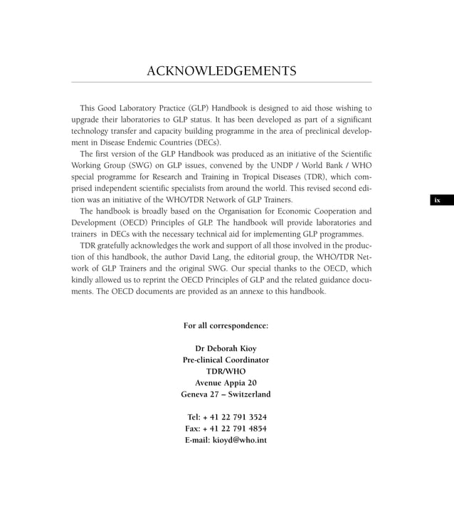 Good Laboratory Practice Handbook | PDF | Medical Health