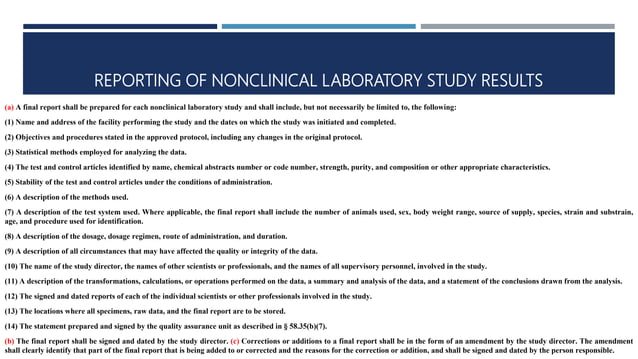 GLP 21 CFR part 58 | PPSX | Pharmaceutical Industry | Industries