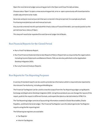 Oracle GL Period Closing | DOCX