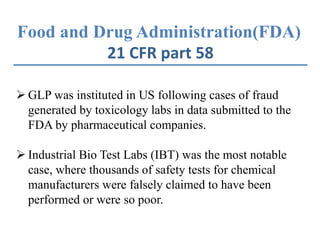 GOOD LABORATORY PRACTICES history | PPTX