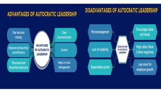 Leadership styles in management (autocratic, democratic and laissez ...