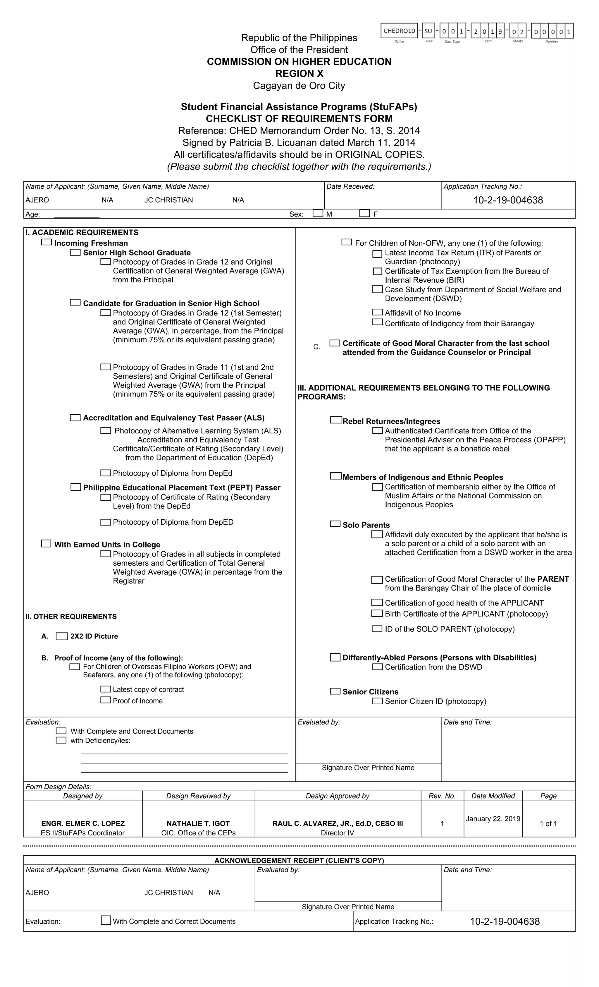 Stu fa ps_application_checklist_sy2019-2020 | PDF