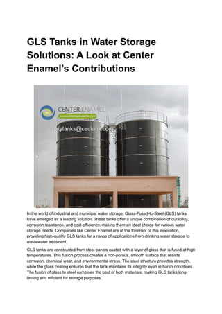 GLS Tanks in Water Storage Solutions_ A Look at Center Enamel’s ...