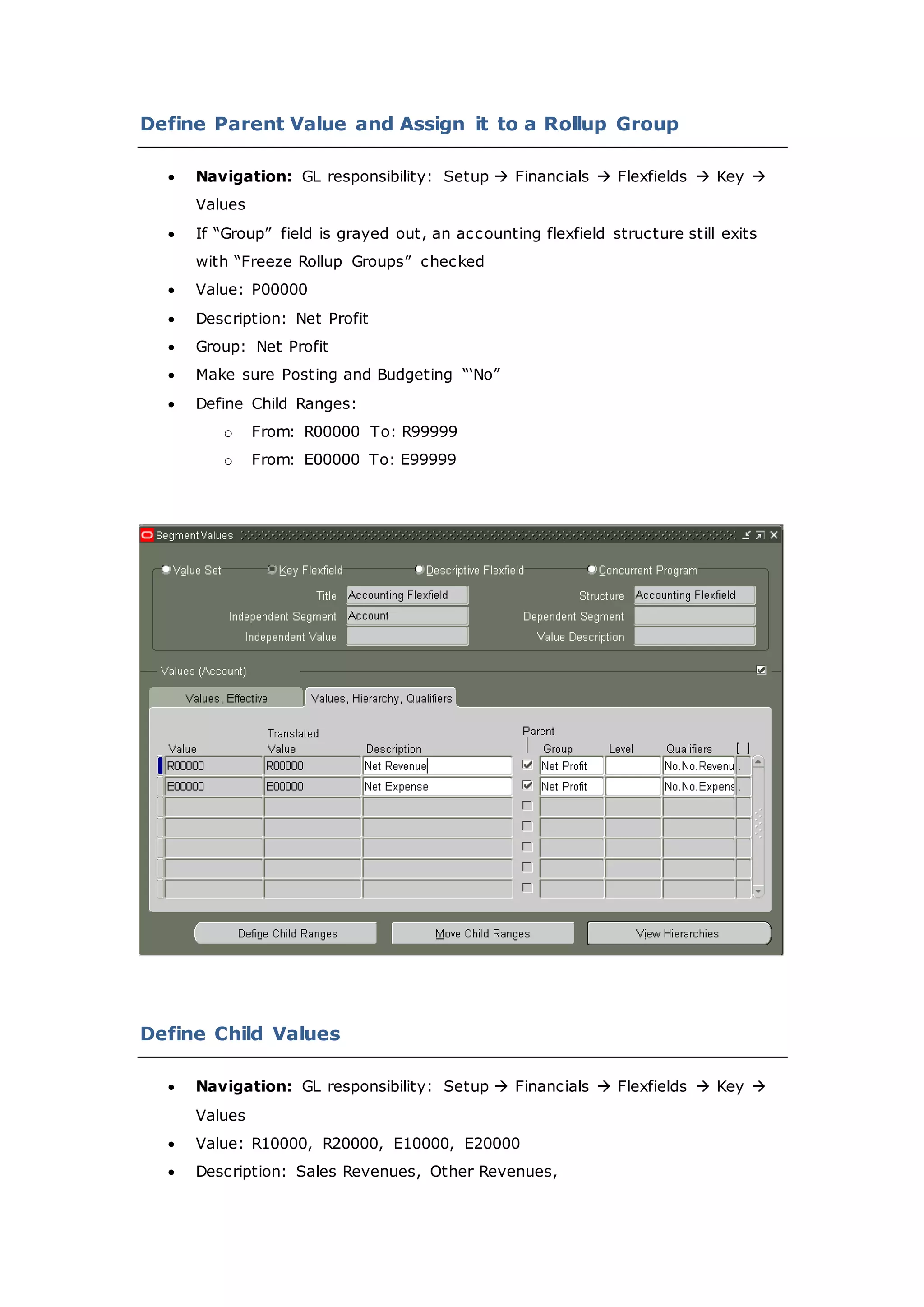 Oracle GL Summary Accounts | DOCX