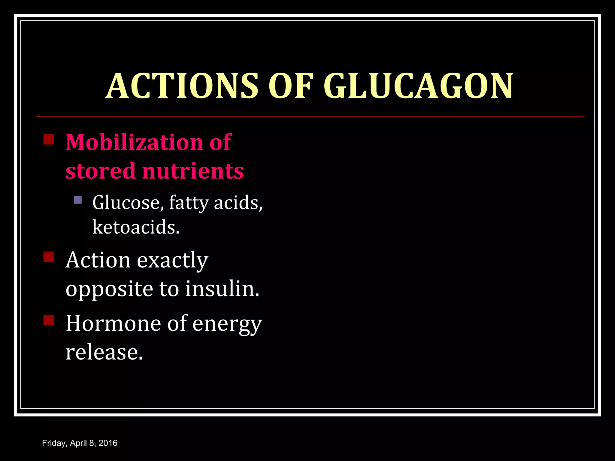 Glucagon - REGULATION OF BLOOD GLUCOSE | PPT