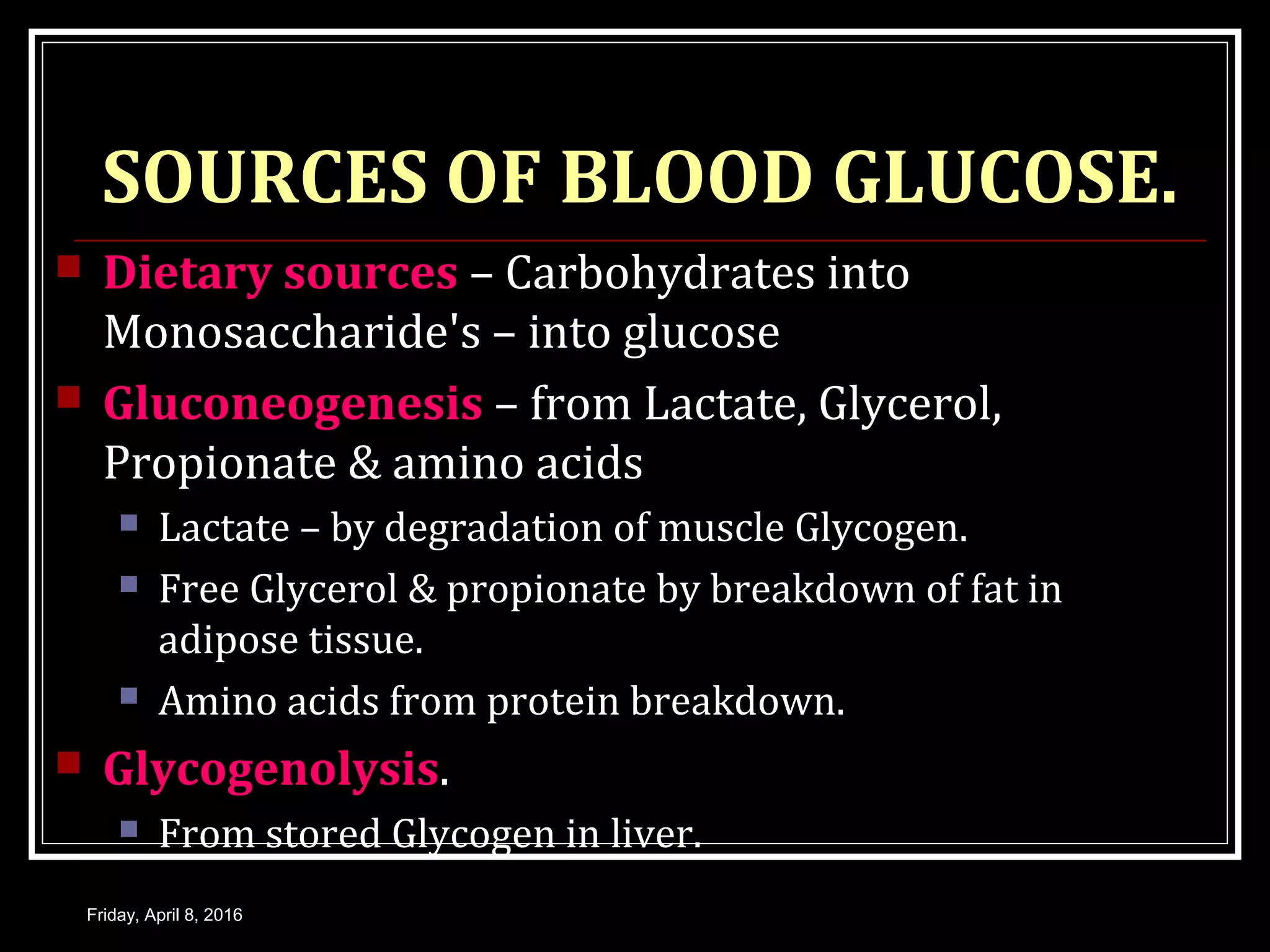 Glucagon - REGULATION OF BLOOD GLUCOSE | PPT