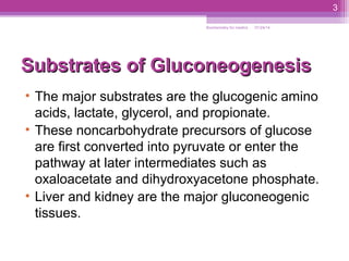 Gluconeogenesis- Steps, Regulation and clinical significance | PPT