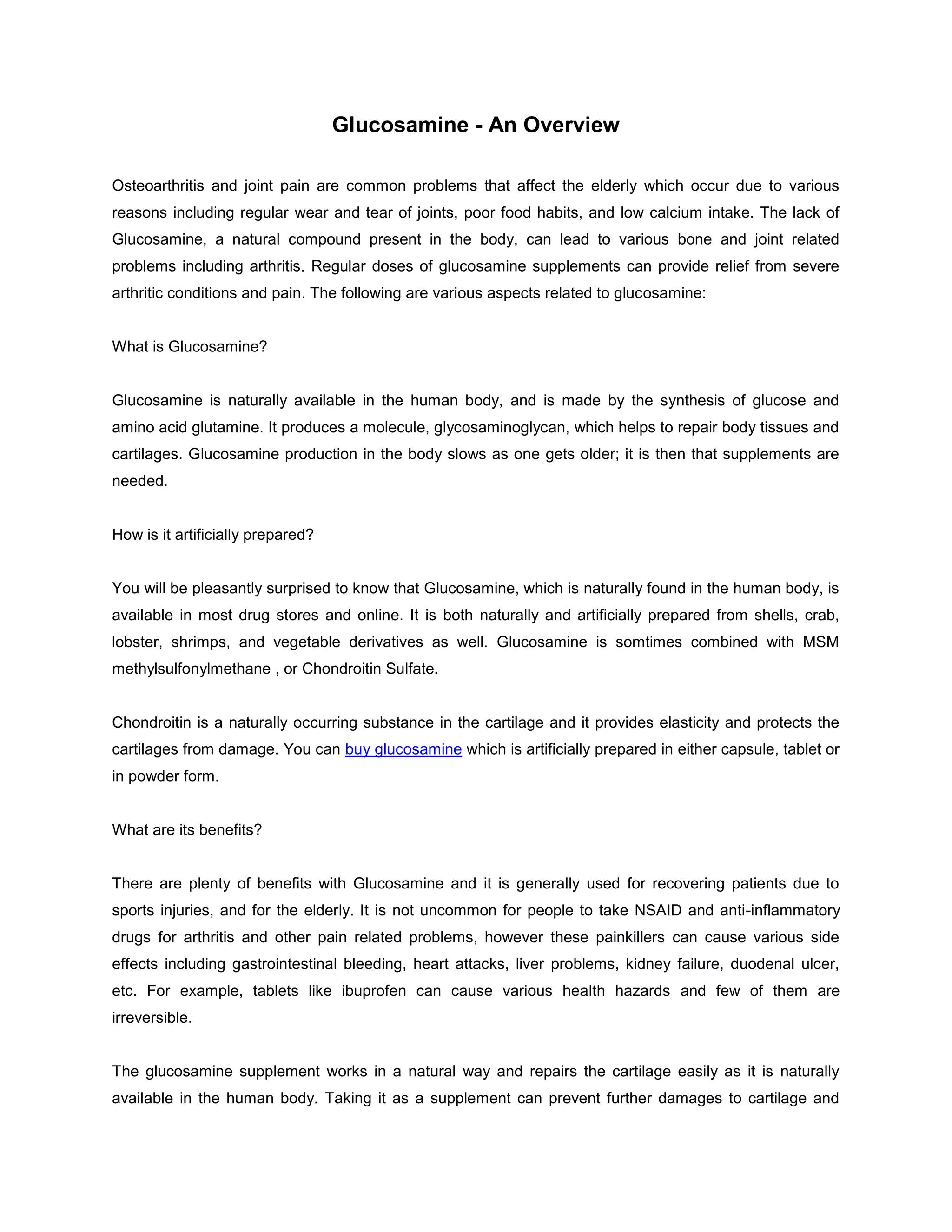 Glucosamine an overview | DOCX