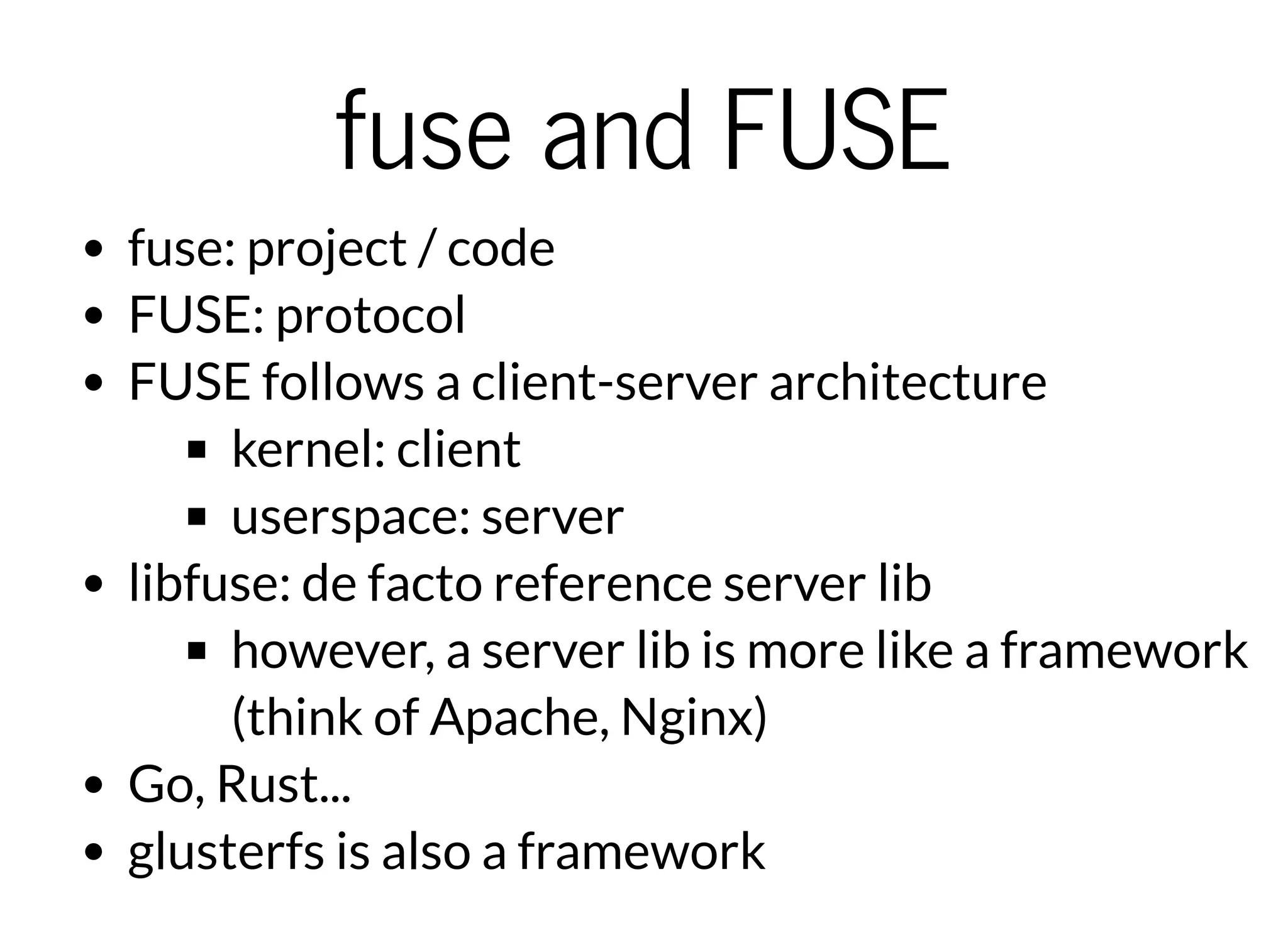 Glusterfs session #18 intro to fuse and its trade offs | PPT