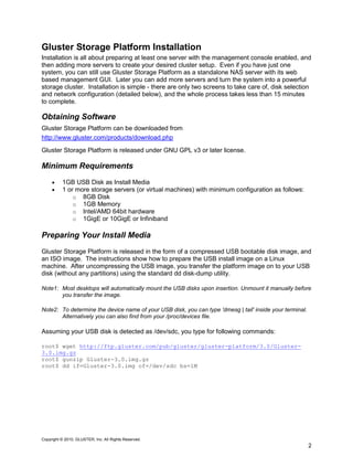 Gluster Storage Platform Installation Guide | PDF