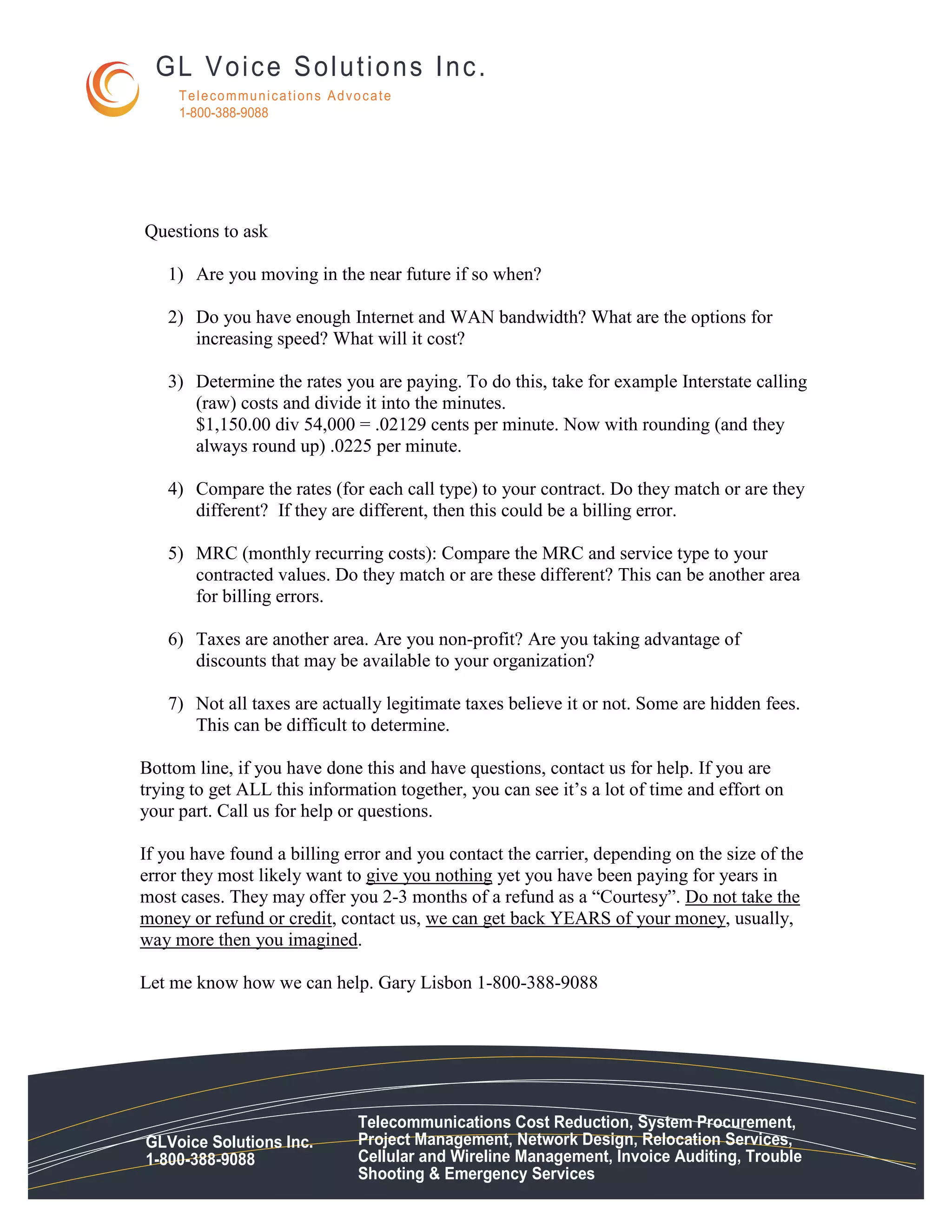 GLVoice Audit tips | PDF