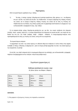Ουσιαστικά γ κλίσης- Ημιφωνόληκτα | PDF