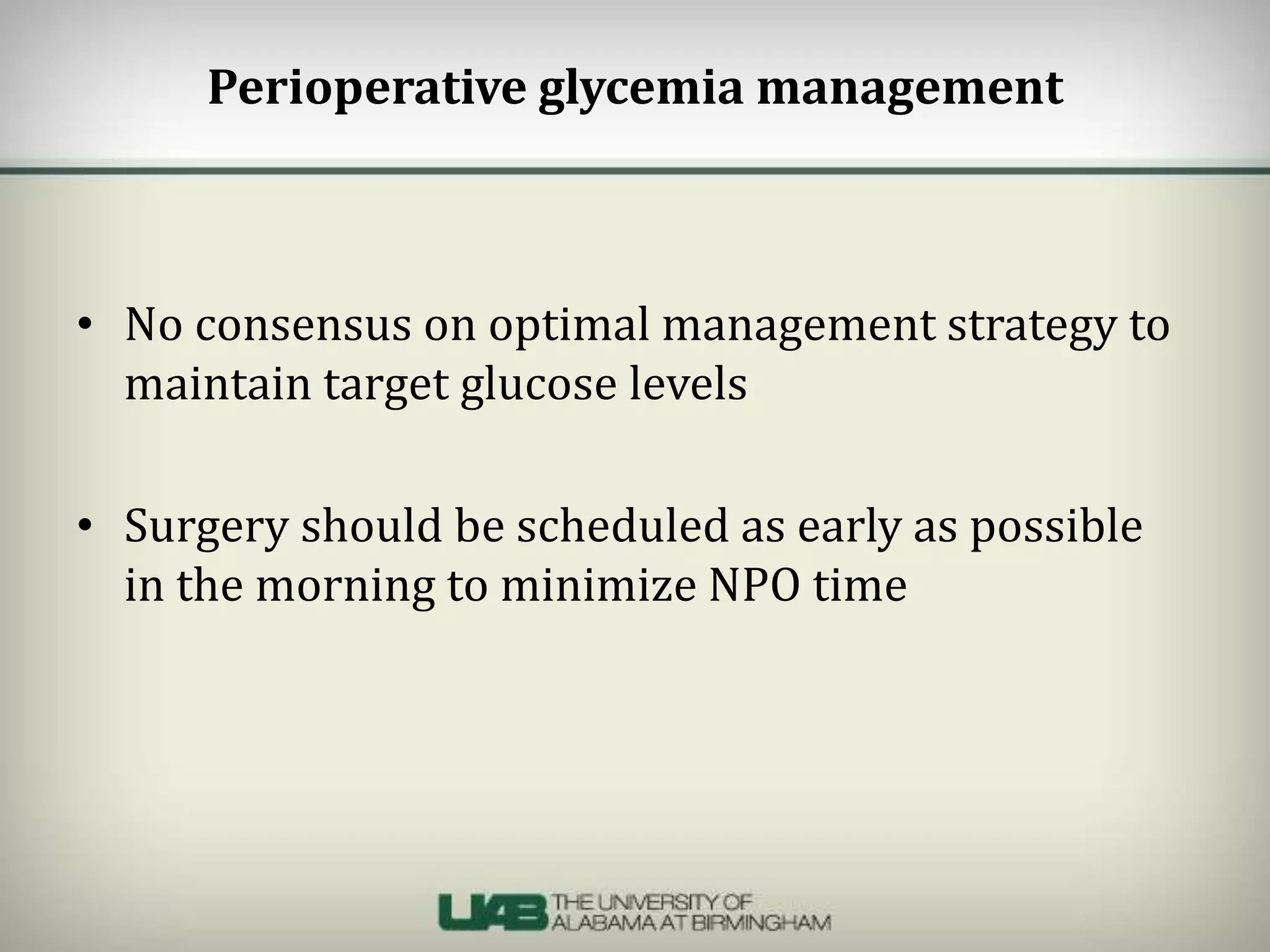 Perioperative Diabetes Management in Patients on Insulin | PPTX