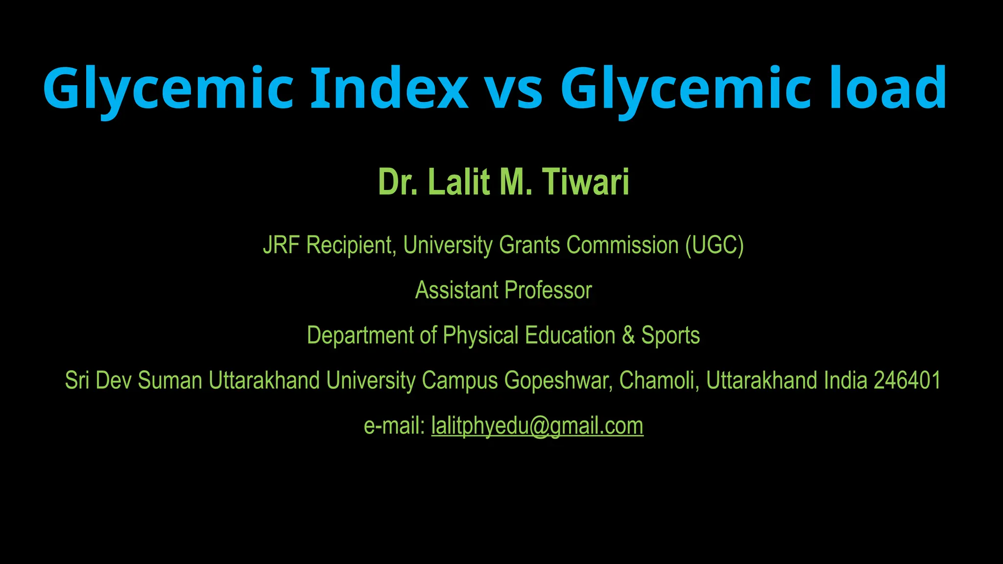 Introduction of Glycemic Index vs Glycemic load | PPTX