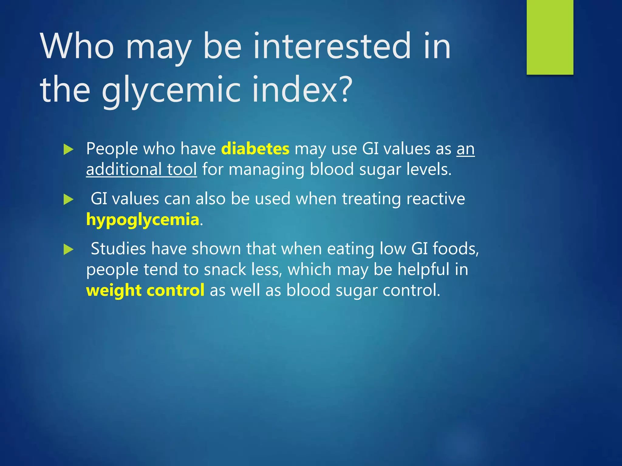 Glycemic index and diabetes | PPTX